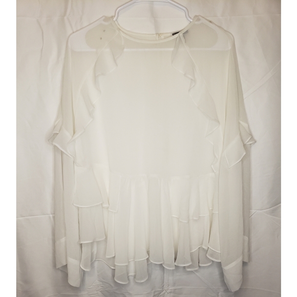 Tops | Sheer Ruffle Blouse | Poshmark